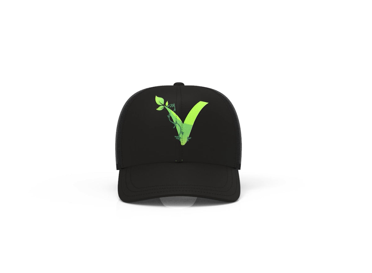 Black V Locator Trucker Hat